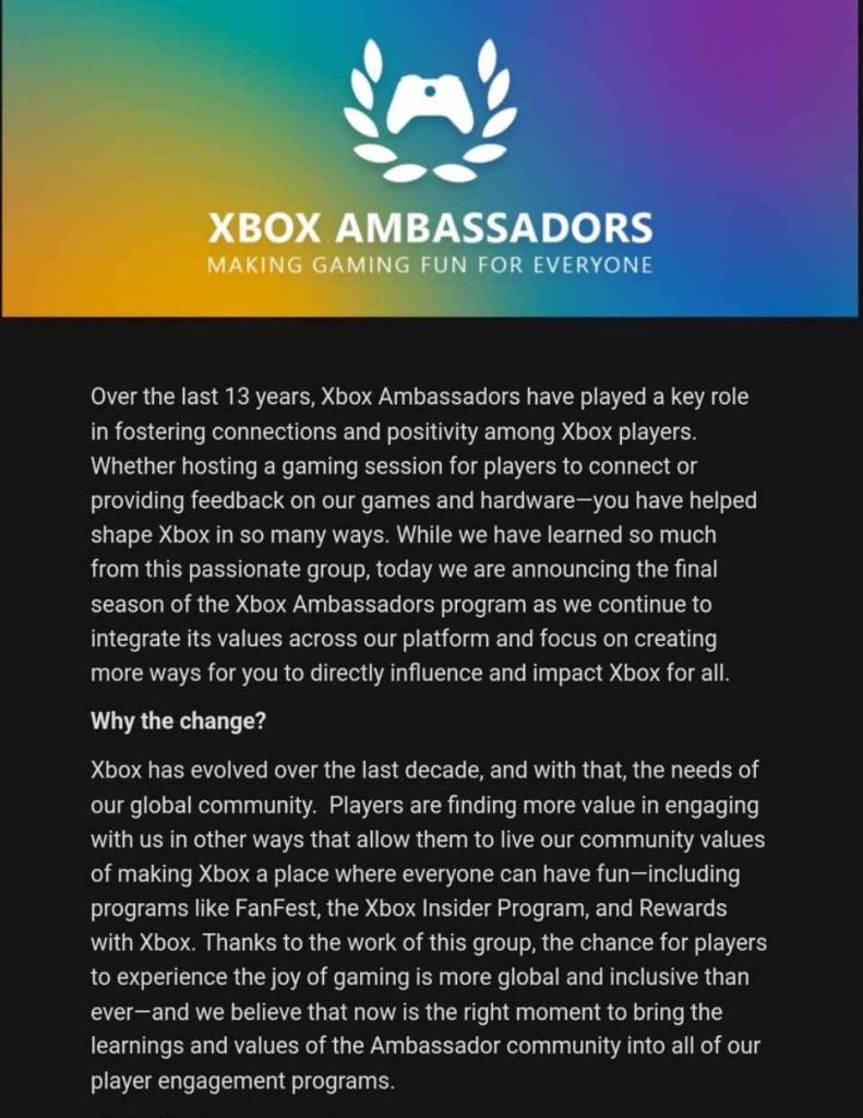 Xbox To End its Ambassador Program - Gamer Social Club